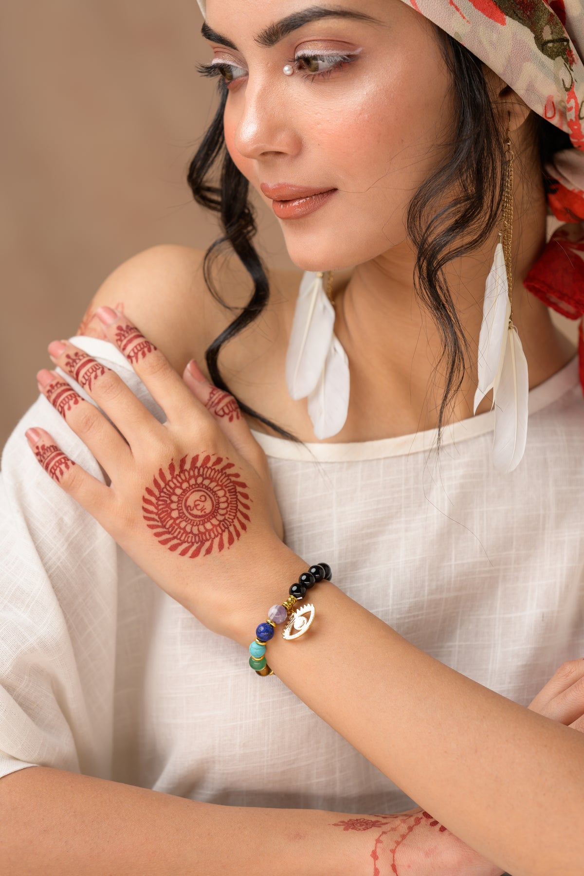 Henna Shoppe's 7 Chakra Stones Charm Bracelet | Henna Shoppe