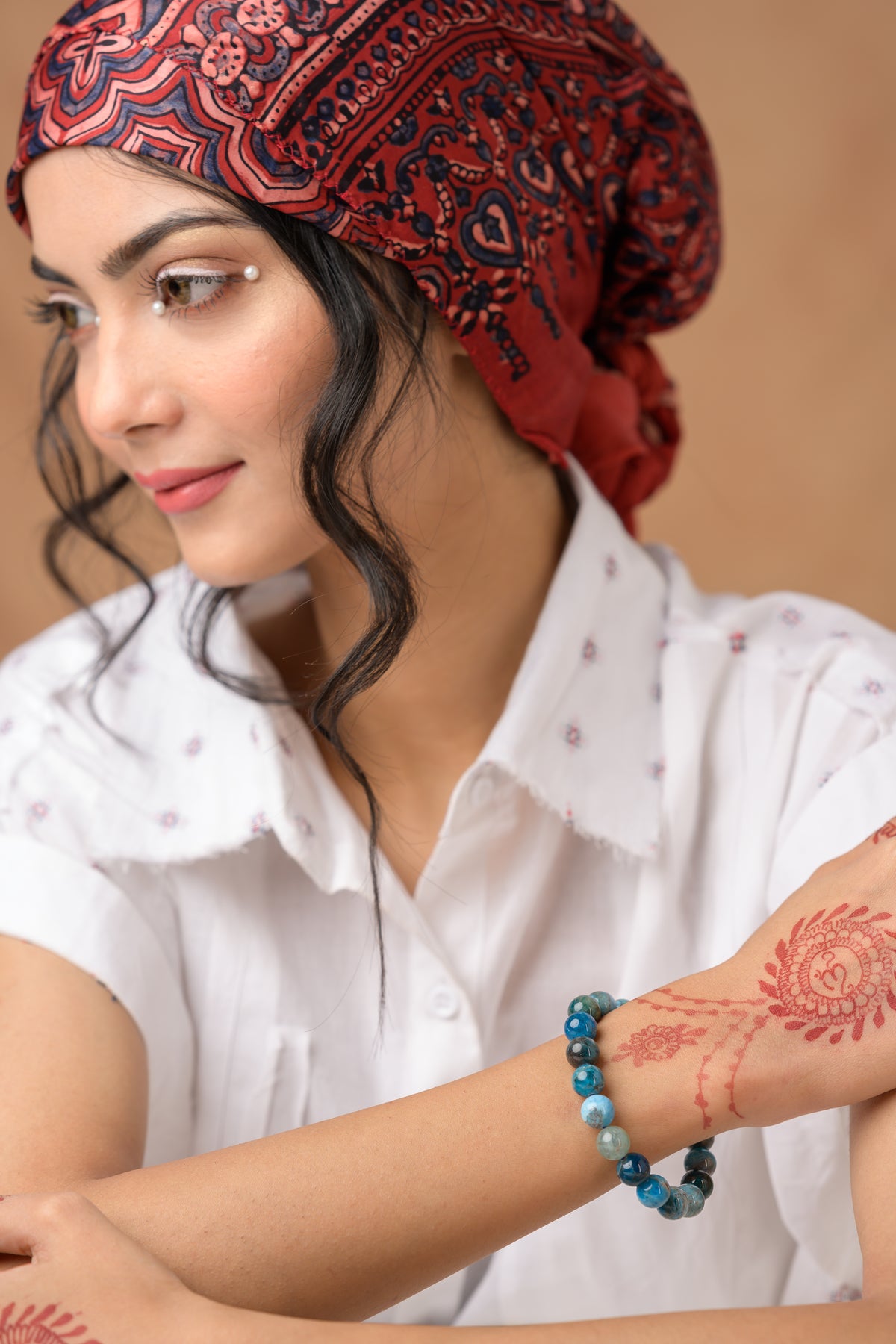 Henna Shoppe's Blue Apatite Bead Bracelet | Henna Shoppe