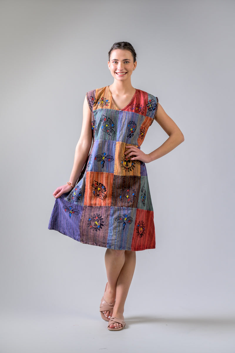 Rhea Bold Mix Cotton Dress | Henna Shoppe