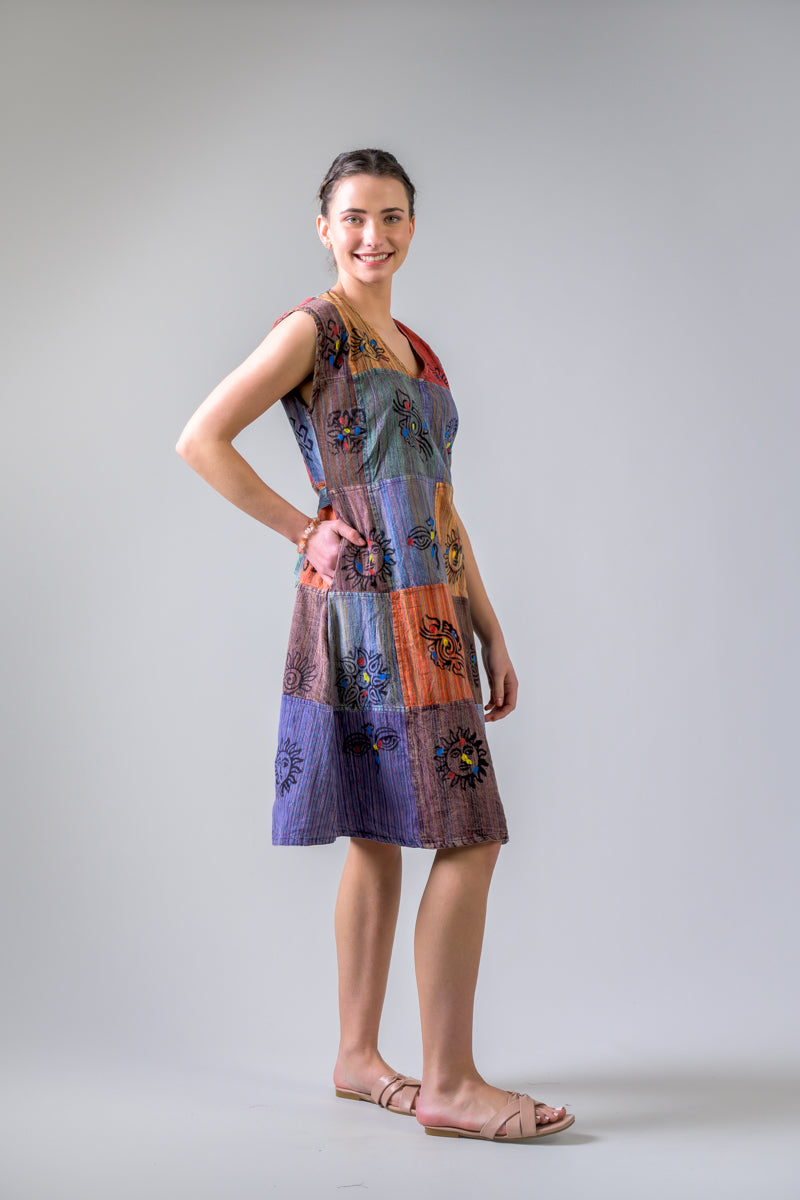 Rhea Bold Mix Cotton Dress | Henna Shoppe